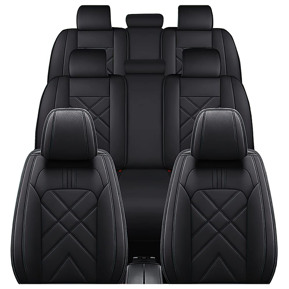 ROBECCHI Car Seat Covers Fit for Jeep Wagoneer 2022 8 Seat Car Seat Cover,No-Slip Waterproof Breathable Faux Leather Automotive Seat Covers,Full Set，Blue White