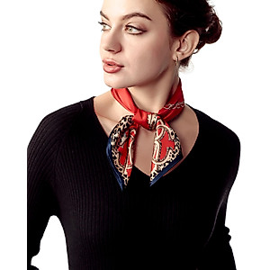 PoeticEHome 100% Mulberry Silk Neck Scarf 21"x21" Small Square Scarfs for Women Gift Packed