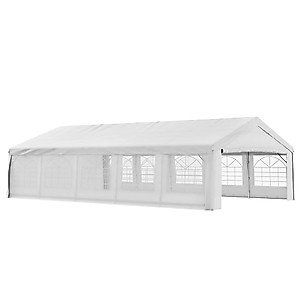 Outsunny 20' x 32' Heavy Duty Party Tent & Carport with Removable Sidewalls and Double Doors, Large Canopy Tent, Sun Shade Shelter, for Parties, Wedding, Outdoor Events, BBQ, White