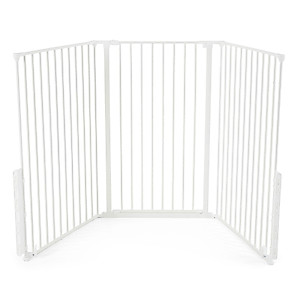 Scandinavian Pet Design Large Metal Pet Gate, 87.8" W x 41.0" H, Adjustable Wall-Mounted Tall Pet Gate, White