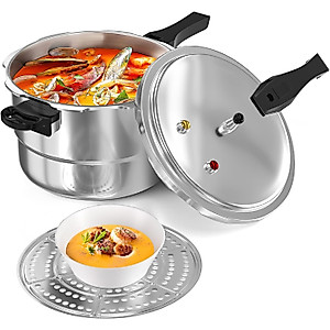 Pressure Canner,Aluminum Pressure Cooker w/Release Valve & Multiple Protective Devices,Pressure Canner Compatible with Gas & Induction Cooker (5L/4.54Quarts)