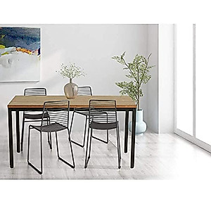 BIBOC 24X55 inches Computer Desk/Dining Table, Office Desk, Composite Wood Board Sturdy Writing Workstation for Home Office Walnut and Black Legs