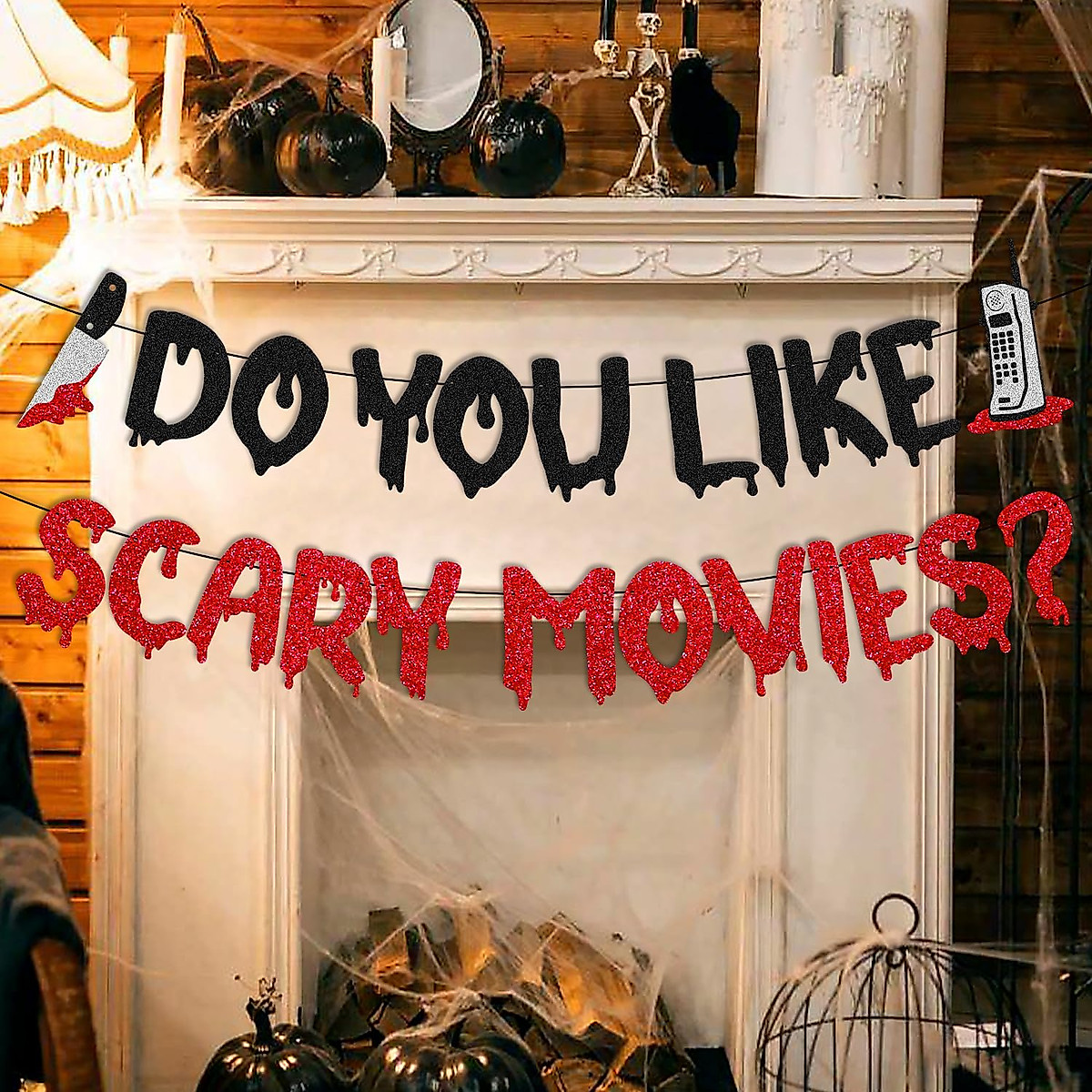 Movie Night Party Decoration Do You Like Scary Movies Banner Hallow Horror Movies Night Party Decor Have a Killer Scream Party Decor Halloween Bloody Slayer Murder theme Spooky Creepy Event
