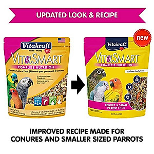 Vitakraft Vita Smart Gourmet Conure Food - Vitamin-Fortified - Daily Pet Bird Food for Conures and Small Parrots