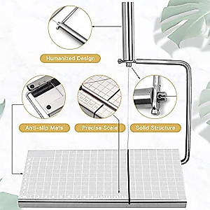 ZOCONE Cheese Slicer with Wire for Block Cheese, Stainless Steel Cheese Cutter with Accurate Size Scale, with 10 Replacement Wires & 2 Stainless Steel Multi-purpose Spreading Knives for Cheese Butter