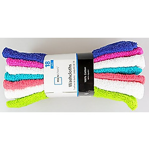 MAINSTAYS 18 Pack Assorted Cotton Terry Thin Washcloths Rags (NPWGO)