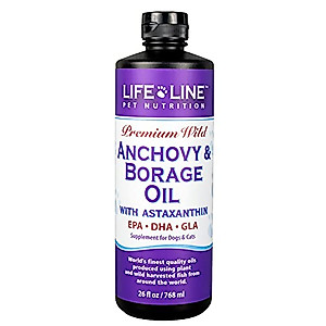 Life Line Pet Nutrition Wild Anchovy & Borage Oil - Premium Fish Oil Supplement for Dogs and Cats with Skin Sensitivites, 26 Fl Oz