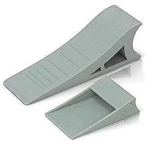 Quality Clever Decorative Rubber Door Stopper, Tall and Adjustable to Fit All Doors, Solid Stable Base, Easy to Move Without Bending Down, Hanger Mounts on Back of Door or Wall to Eliminate Clutter
