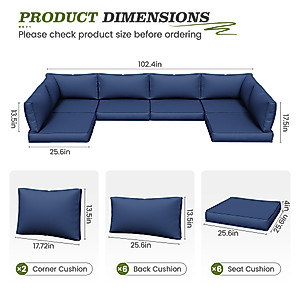 Amopatio Outdoor Cushions for Patio Furniture Replacement, Patio Furniture Cushions for Outdoor Seat, Patio Cushions for Outdoor Furniture, Outdoor Sectional Cushions for Patio Sofa (Navy Blue)