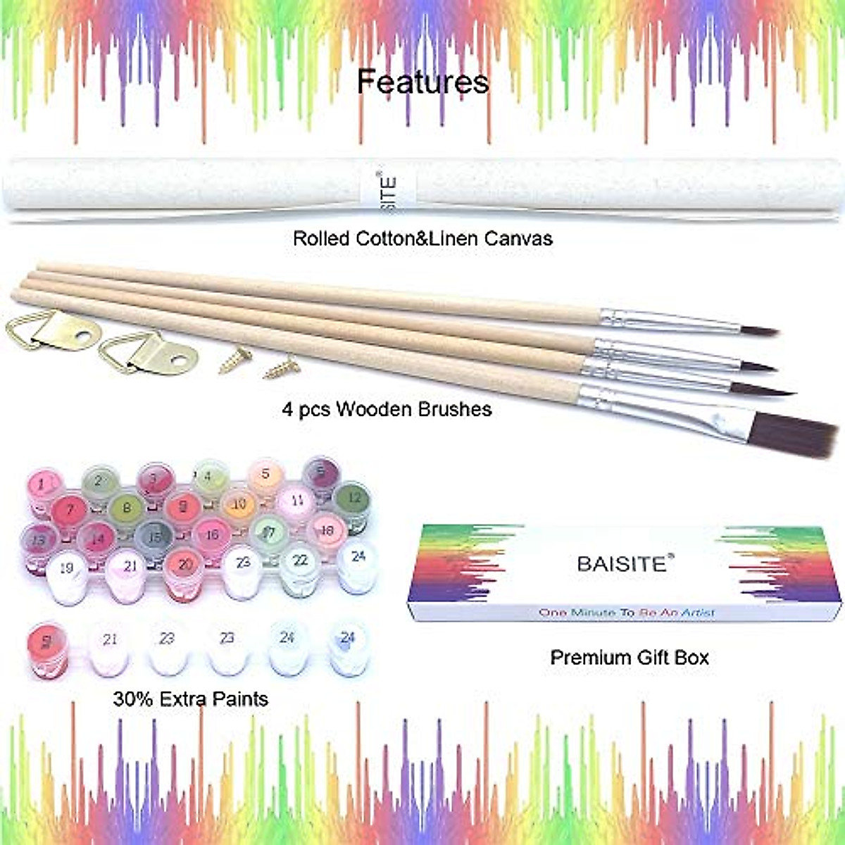 BAISITE Paint by Numbers for Adults Beginners and Kids,16" Wx20 L Canvas Pictures Drawing Paintwork with 4 Pcs Wooden Paintbrushes,Acrylic Pigment Poppy Flowers-BSC011