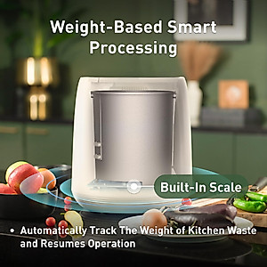 Vego Kitchen Composter, 4L Electric Composter Coutertop 5 Modes Weight-Based Smart Compost Bin with App Odorless Auto-Cleaning Food Waste Compost Machine Indoor, White