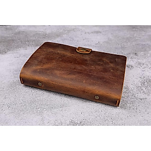 Personalized refillable 6 ring rustic leather A6 journal cover with pen holder, unique leather A6 refill planner binder sketchbook NA605SS