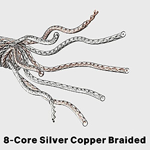 GEEKRIA Apollo Copper Silver Mixed Upgrade Audio Cable Compatible with Sennheiser HD-599 HD8DJ HD6DJ, 2.5mm Replacement Headphones Cord for Hi-Resolution Audiophile, HiFi Headset (4ft/1.2m)