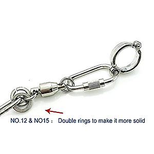 ebamaz Pet Bird Leash Parrot Foot Chain Stainless Steel 304 Anklet Ring (Model 15, 14.5mm)
