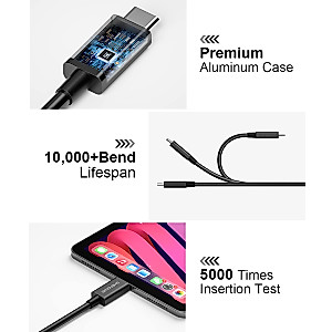 SHENGWEI Thunderbolt 3 Cable 2.3 ft, USB C Cable Supports 40Gbps Date Transfer 100W Charging(20V 5A) Single 5K@60Hz Monitor, Ideal for Type-C MacBook, Dell, Apollo, Pixel, Docking, Hub and More