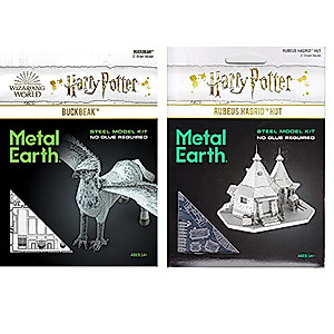 Metal Earth Fascinations 3D Metal Model Kits Harry Potter Set of 2 - Rubeus Hagrid Hut - Buckbeak
