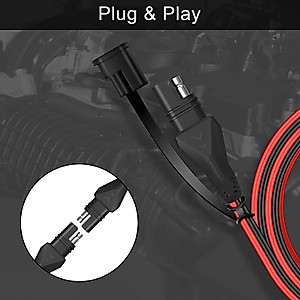 SUNER POWER Waterproof SAE Alligator Clips Cable, SAE Plug to Battery Clamp Cord with 10A Fuse, Perfect for Solar Panl Car Marine Motorcycle - 5FT/16AWG