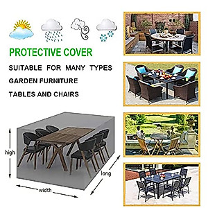 QIAOH Garden Furniture Covers 140x104x36in, Patio Covers for Outdoor Furniture, Garden Table Cover Furniture Sets Waterproof Heavy Duty 420D Oxford Fabric, Outdoor Table Cover