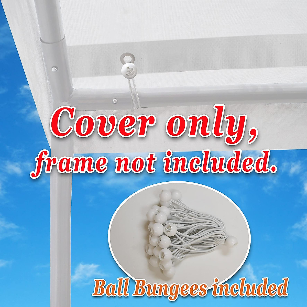 Strong Camel 12 x 20' Carport Replacement Canopy Roof Cover for Garage Shelter Carport Gazebo with Ball Bungees