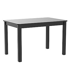 Livinia Cabin 45.3" Wooden Dining Table/Small Rectangular Modern Farmhouse Solid Wood Kitchen Table Desk (Black)