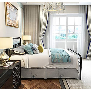 NEEBIRGELIA Black Metal Bed Frame Full Size with Headboard and Footboard Single Platform Mattress Base,Metal Tube and Iron-Art Bed（Full,Black）