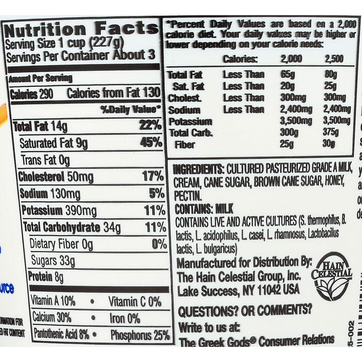 The Greek Gods Greek Yogurt, Honey, 24 oz