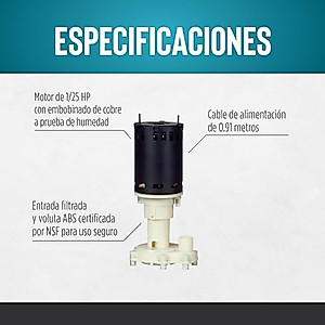 Little Giant RIM-U 115/230 Volt, 1/25 HP, Maximum 760 GPH Commercial Ice Machine Replacement Water Pump with 3-Ft. Lead Wires, Black/White, 545600