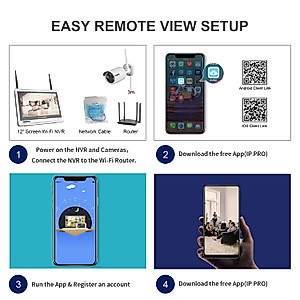 [8CH Expandable] 2K 3MP Home Security Cameras System with 12 Inch Monitor & NVR Combo Surveillance Kits, 8 Channel Cameras CCTV System with 4Pcs Wireless Video 3.0MP IP Cameras,Free APP(No HDD)