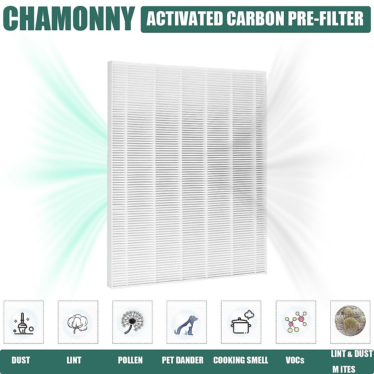 CHAMONNY D360 True HEPA Replacement Filter D3, Compatible with Winix D360 Air Purifier, Compare to Winix D3 Filter, Item Number 1712-0101-02,1 H13 True HEPA Filters + 4 Activated Carbon Pre-Filters