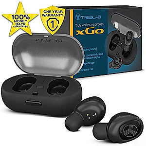 TREBLAB xGo - Top True Wireless Earbud - HD Sound, Ultra Lightweight, Steady Connection, Best Bluetooth 5.0 Headphones for Sports & Running, Waterproof Earphones, Noise Cancelling Microphone (Renewed)
