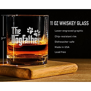 Promotion & Beyond Dogfather Cute Paws Whiskey Glass - Funny Gift for Dad Uncle Grandpa From Daughter Son Wife - Father's Day