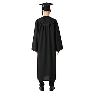 GraduationMall Matte Graduation Gown Cap Tassel Set 2025 for High School and Bachelor Black 51(5'6"-5'8")