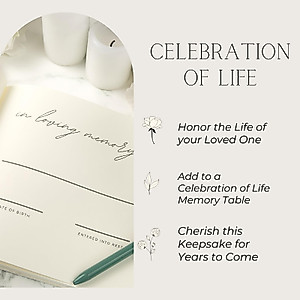 Funeral Guest Book for Memorial Service Sign In – Guest Book for Funeral w/ Black Keepsake Box - Modern Ivory Linen Hardcover Memory Book for Celebration of Life Guest Book with 540 Entries