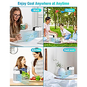 Portable Air Conditioner Fan, 4-In-1 Portable AC & Humidifier, AC Unit with 3-Speed 360° Rotation Mini Air Conditioner Personal Air Conditioner Evaporative Air Cooler for Room Car Camping Office