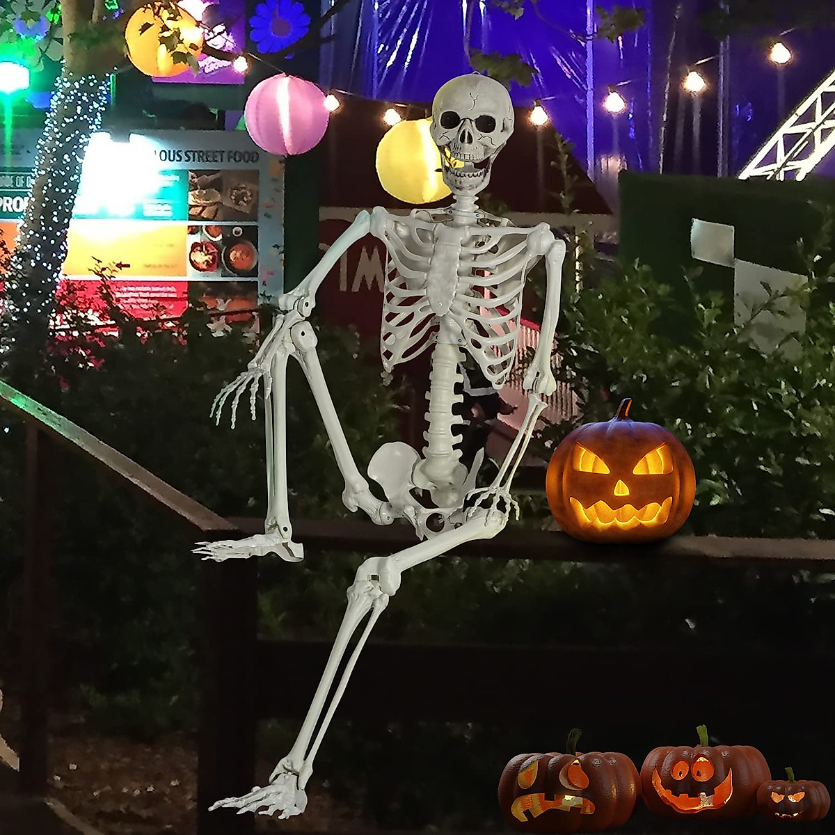 5.4Ft Posable Halloween Skeleton for Spooky Decor