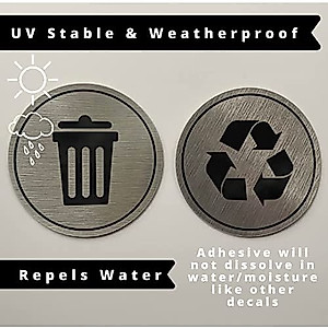 1620Designs Trash Recycle Sticker | Set of 2 Decals | Indoor Outdoor UV Stable & Weatherproof | Stainless Steel Kitchen Pantry Organization