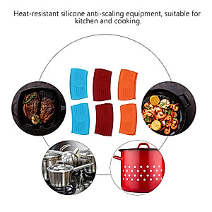 MILISTEN 3 Pair Silicone Pot Ear Clips Frying Pans Handle Cover Fry Pan Handle Holder Oven Grab Mitts Bowl Clip Pot Pad Red Pot Holders Hot Handle Holder Insulation Sleeves