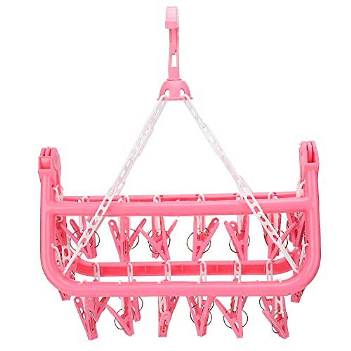 Clip and Drip Hanger, Multi-Function Clip and Drip Drying Rack, Household Tools Clothes Drying Racks for Socks for Underwear(Pink)