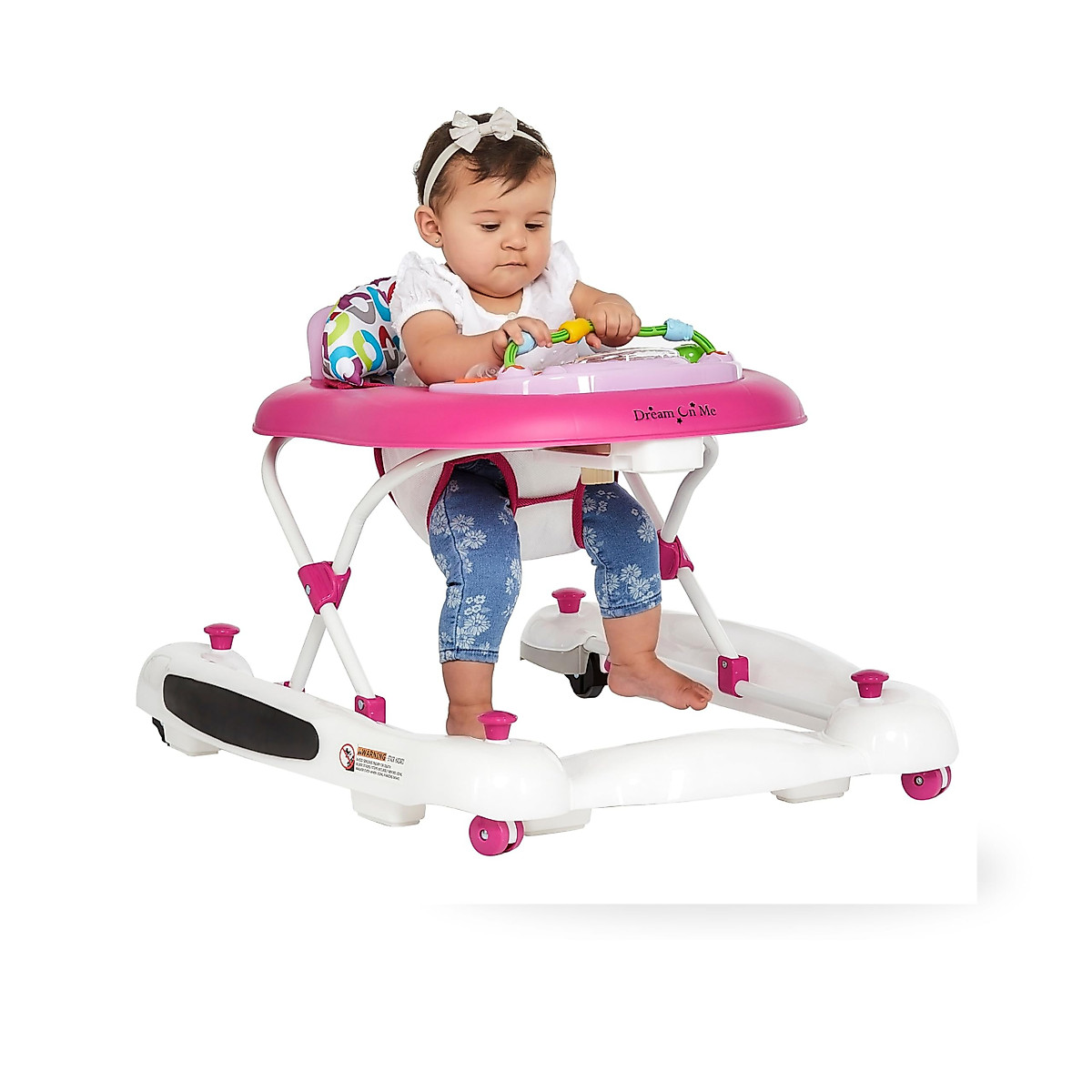 Dream On Me Go-Getter 3-in-1 Activity Baby Walker and Walk Behind Walker, Adjustable Seat Height, Comfortable Padded Seat, Easy to Fold, Pack and Store, Detachable Activity Tray, Pink