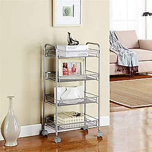XXXDXDP Multipurpose Metal Mesh Carts with Rolling Storage and Rack 4 Floors Silver Gray