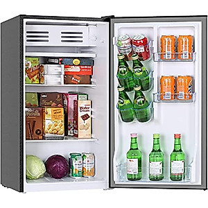 Frestec Small Refrigerator with Freezer, 3.1 cu ft Mini Fridge Retro Compact Refrigerator for Bedroom, Dorm, Office, Energy Star Ultra-Quiet Adjustable Temperature,(Sliver)