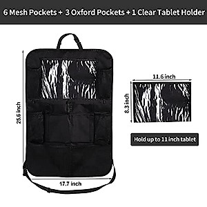 Exptolii Car Backseat Organizer, Seat Back Protector Kick Mats with 10" Tablet Holder and 10 Storage Pockets for Kids, Toddlers, Travel Accessories (1 Pack)