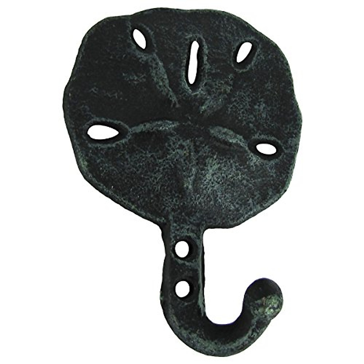 TG,LLC Treasure Gurus Cast Iron Wall Mount Verdigris Sand Dollar Hook Key Ring Hat Beach Towel Holder