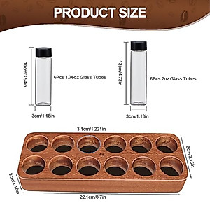Single Dose Coffee Bean Storage Tubes - 12pcs Coffee Beans Container,Coffee Vials dosing container,glass espresso container with Wood Display Stand and Funnel(Tube1)
