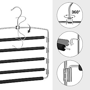 SONGMICS 50-Pack Clothes Hangers and 3-Pack Pants Hangers Bundle, Non-Slip Hangers, Space-Saving Closet Organization, 360 Degree Swivel Hook, Heavy Duty, Gray and Black UCRP20G50 and UCRI041BK