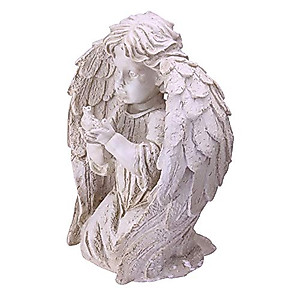Northlight 9.75" Ivory Angel Boy Kneeling with Dove Outdoor Garden Statue
