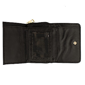 XOXO Women’s Wallet Mini Black Saffiano Zip Around Graffiti Print Indexer With Chain Crossbody Strap