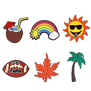 Juyeesm 6pcs Bogg Bag Accessories, Rubber Beach Totes Bag Inserts Charms for Bogg Bag, Beach Decorative Charm Accessories for 0.5'' dia Holes Beach bags