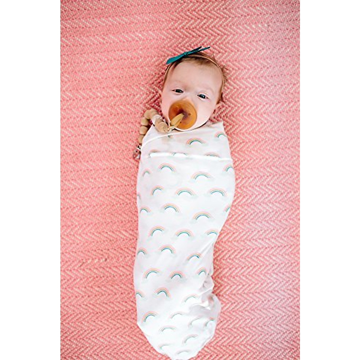 Copper Pearl Large Premium Knit Baby Swaddle Receiving Blanket Rainbows Daydream