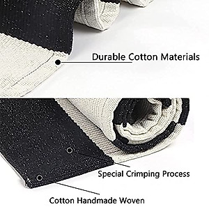 LEEVAN Black and White Rug 2X3, Washable Black Door Mat Cotton Woven Front Porch Rug, Layered Door Mats Outdoor Welcome Indoor Door Mat, Farmhouse Go Away Door Mat Door Mat Indoor Entrance Rug